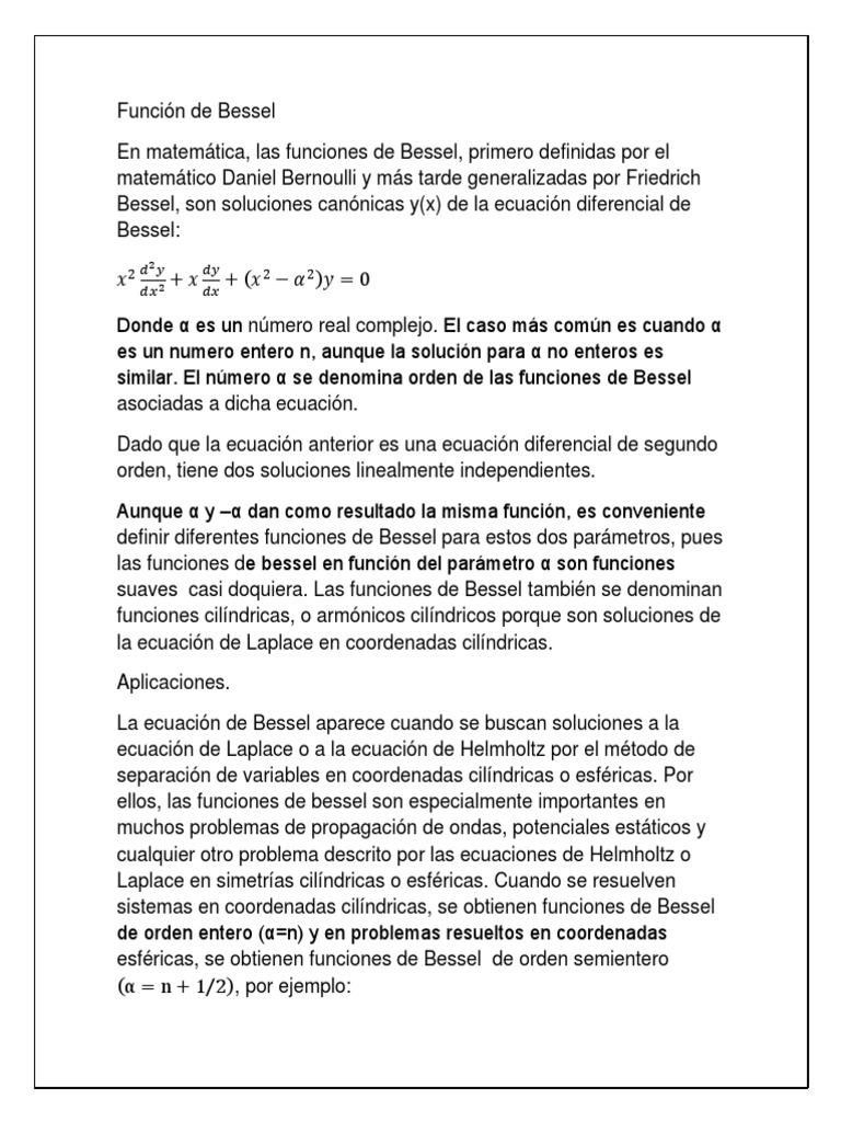 Funciones de Bessel y sus aplicaciones | PDF | Ecuaciones | Conceptos matemáticos