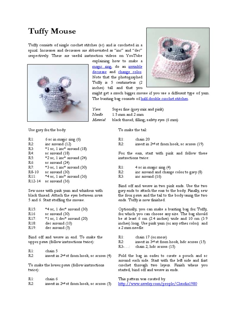 Tuffy Mouse | PDF | Crochet | Yarn