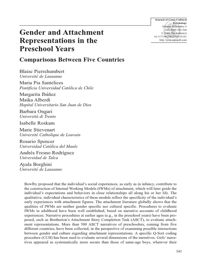 Gender and Attachment Representations in The Preschool Years | PDF | Attachment Theory | Effect Size