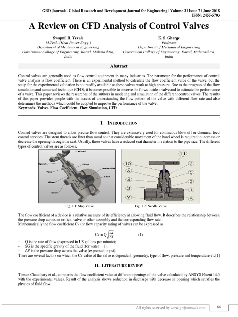A Review On CFD Analysis of Control Valves | PDF | Computational Fluid Dynamics | Fluid Dynamics