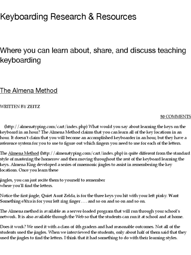 Almena Method: Fast Keyboard Learning | PDF | Cognition
