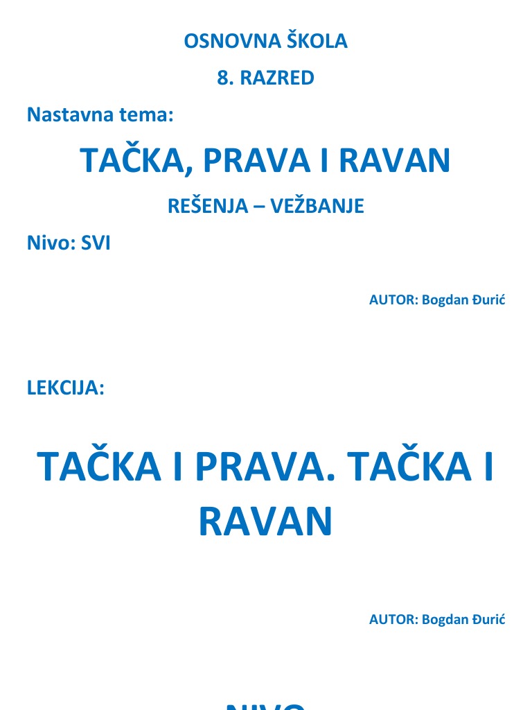 02 Tacka Prava I Ravan - Resenja - VEZBANJE PDF | PDF