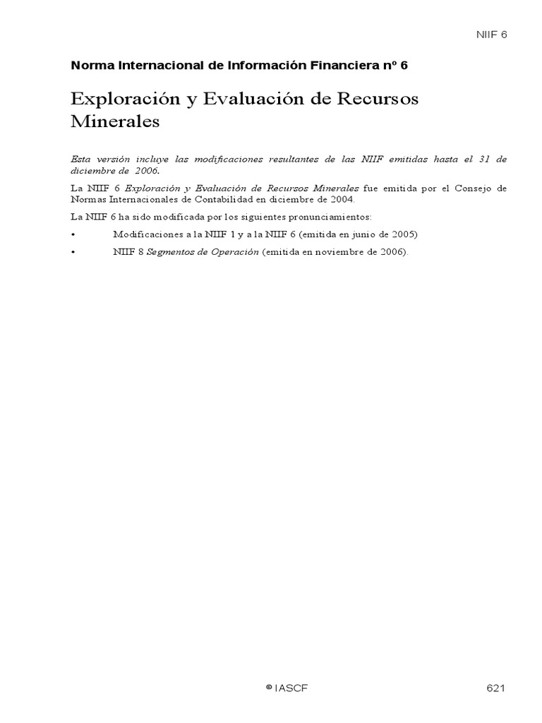 NIIF 6 Exploración y Evaluación de Recursos Naturales PDF | PDF ...