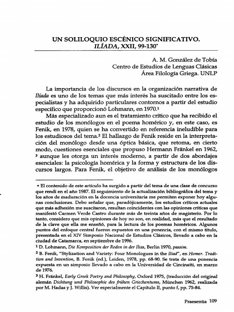 El Soliloquio en Ilíada PDF | PDF