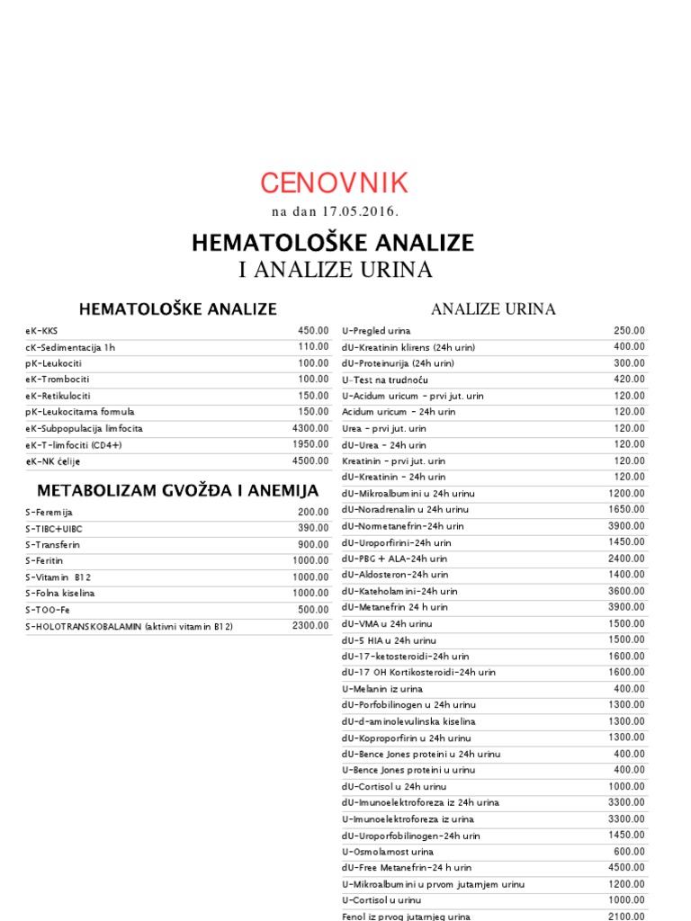 Cenovnik | PDF