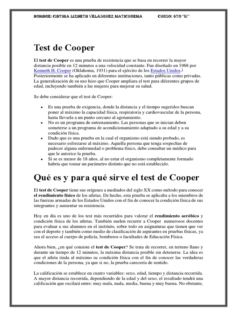 Test de Cooper | PDF | Concurso hípico | Hipertensión