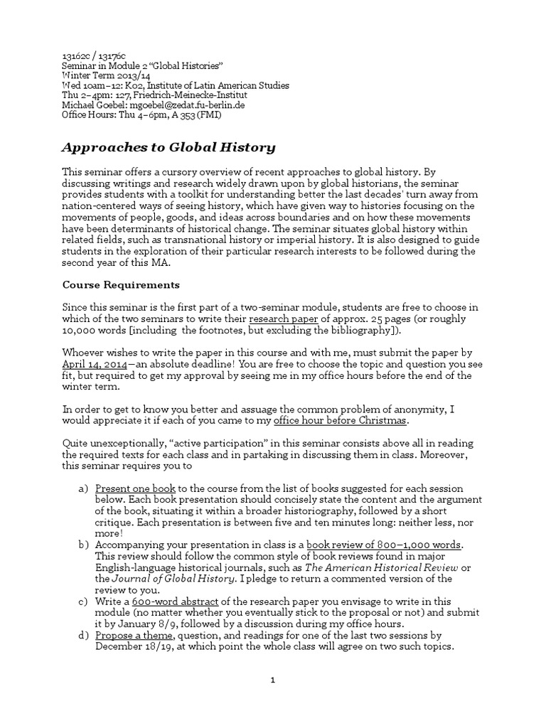 Approaches To Global History | PDF | World History | Books