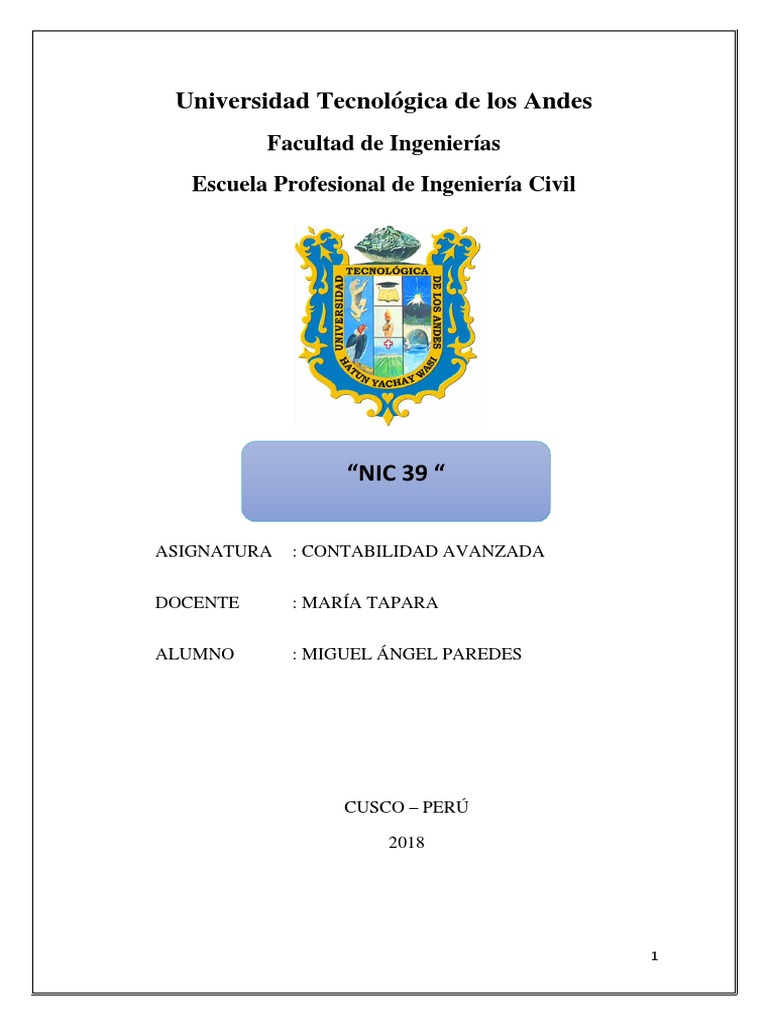 Nic 39 Ultimo | PDF | Contabilidad | Hoja de balance