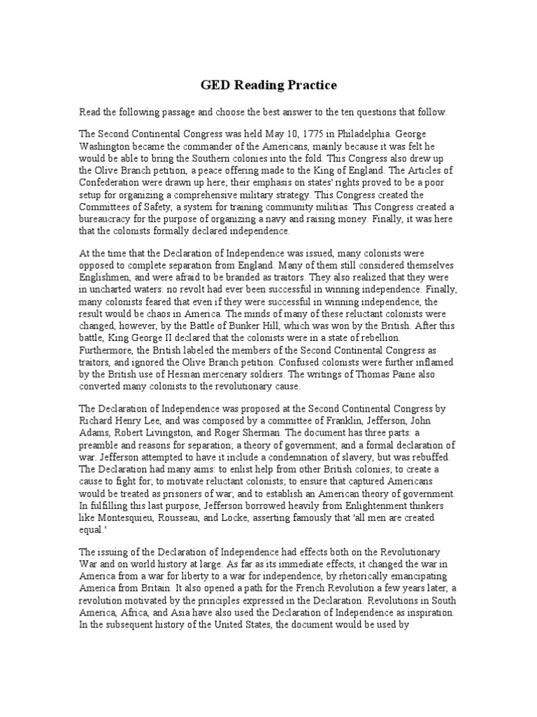 Second Continental Congress Overview | PDF | United States Declaration ...