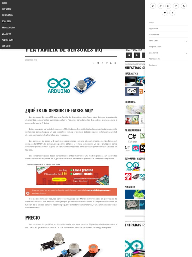 Detector de Gases Con Arduino y La Familia de Sensores MQ | PDF ...