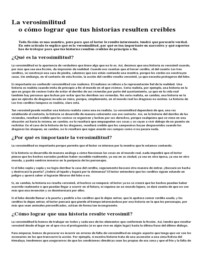 La Verosimilitud | PDF | Realismo (Artes)