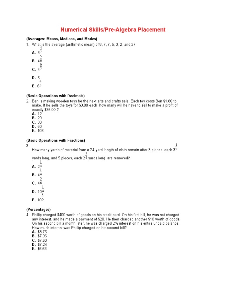 Numerical Skills | PDF | Interest | Teaching Mathematics