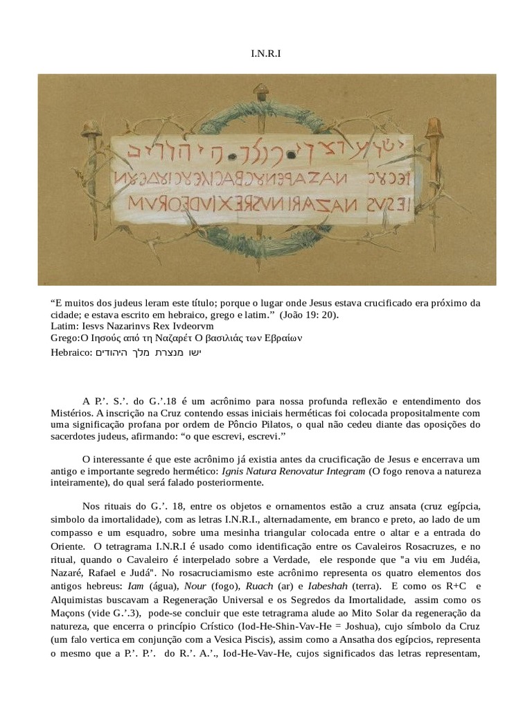 INRI | PDF | Hermetismo | Alquimia
