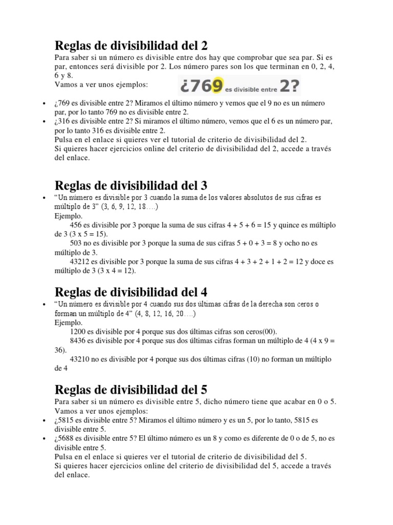 Reglas de Divisibilidad | PDF | Números | Aritmética