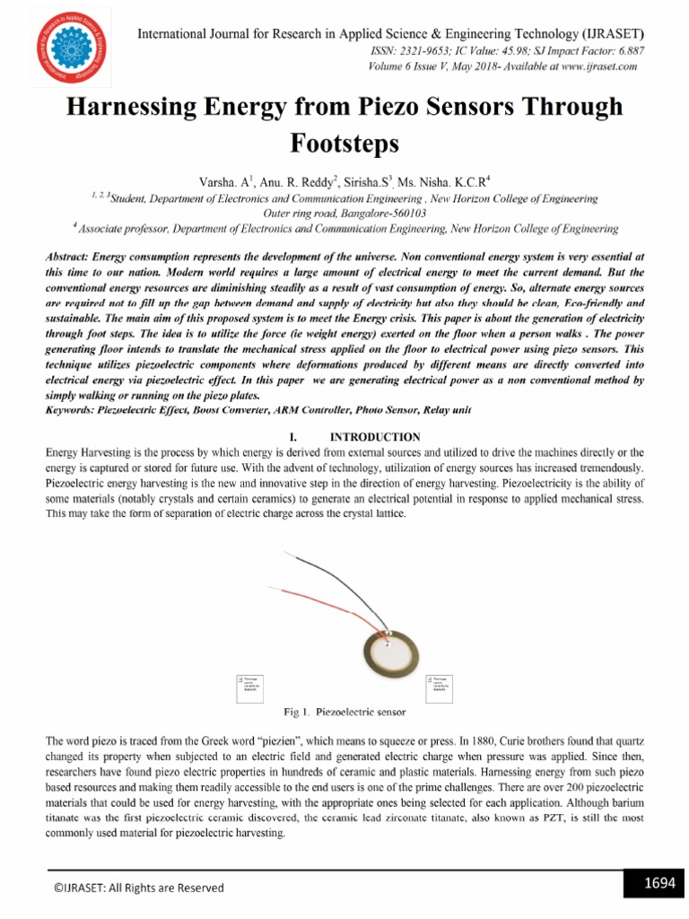 Harnessing Energy From Piezo Sensors Through Footsteps | PDF ...