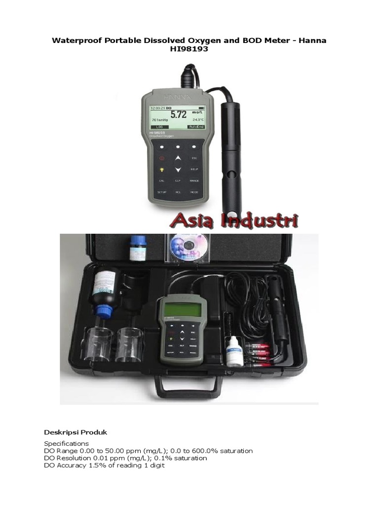Waterproof Portable Dissolved Oxygen and BOD Meter | PDF