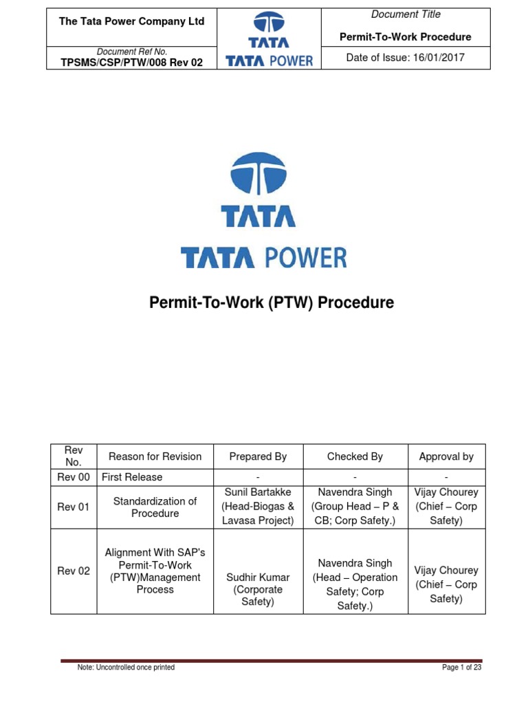 08 Permit To Work Procedure | PDF | Safety | Business