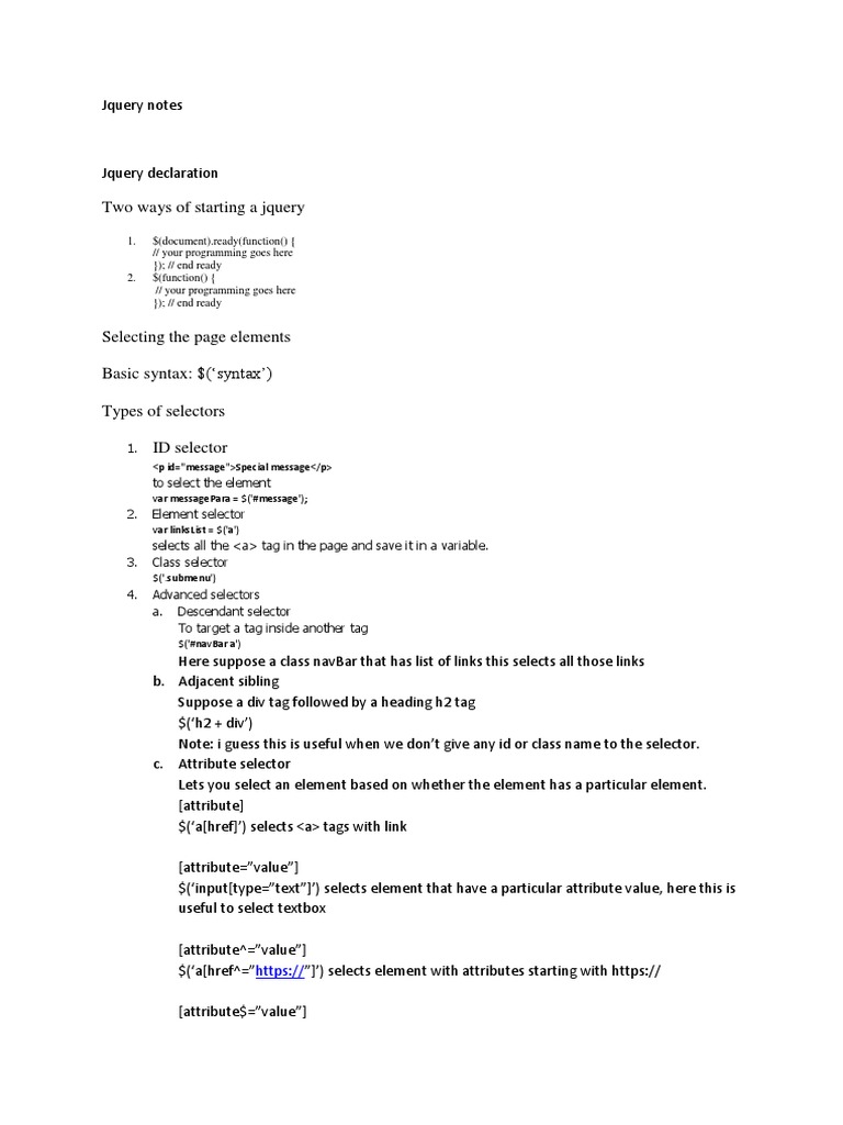 Two Ways of Starting A Jquery | PDF | J Query | Computer Programming