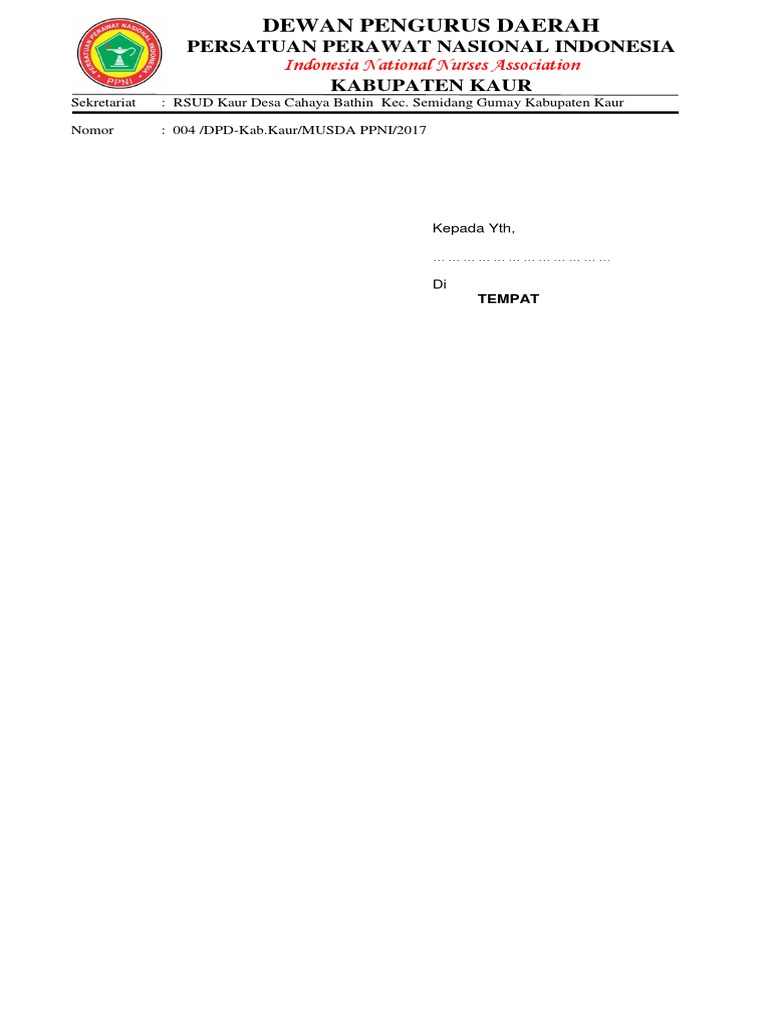 Undangan MUSDA Ke-2 PPNI Kaur | PDF
