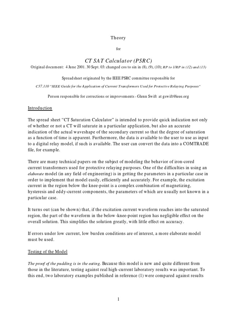 CT Saturation Calculator PDF | PDF | Root Mean Square | Mathematical Model