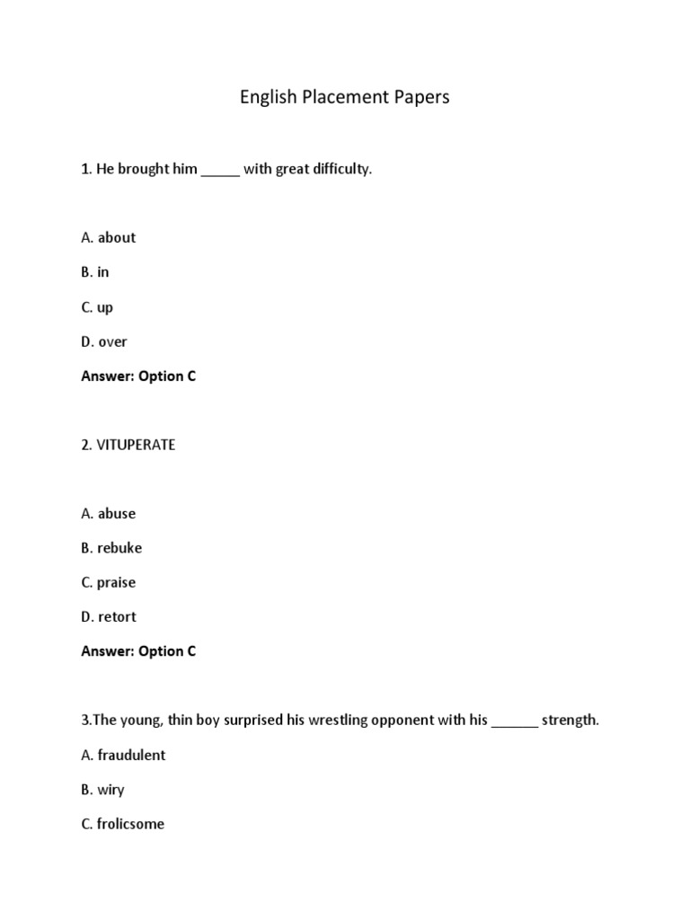 English Placement Papers PDF | PDF