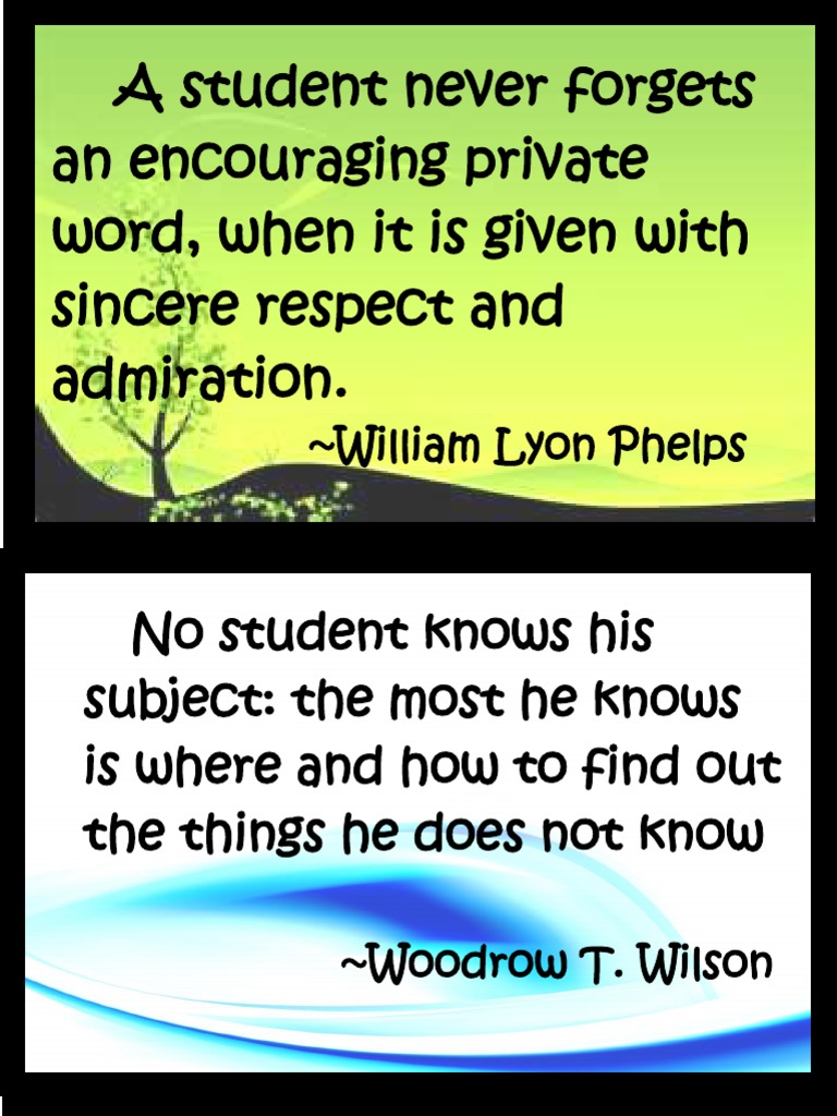 A Student Never Forgets An Encouraging Private Word | PDF