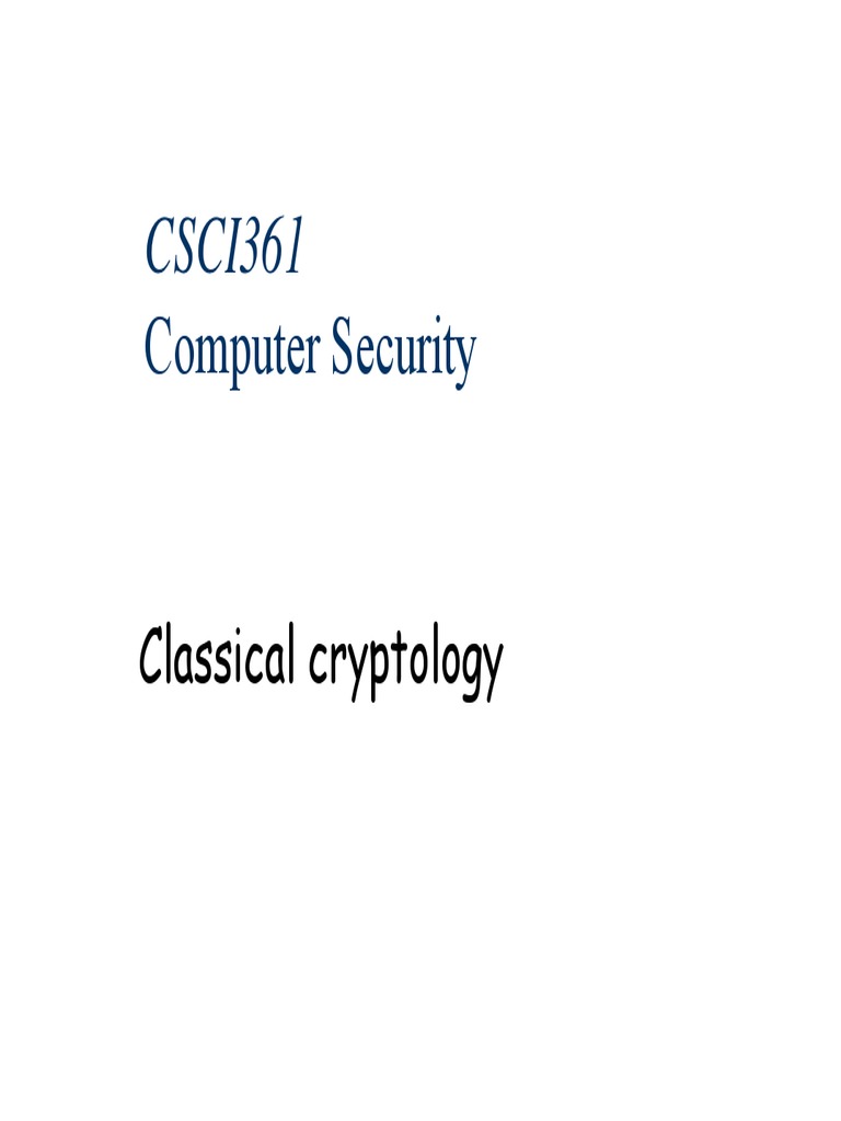 An Introduction to Classical Cryptography | PDF | Cryptography | Cryptanalysis