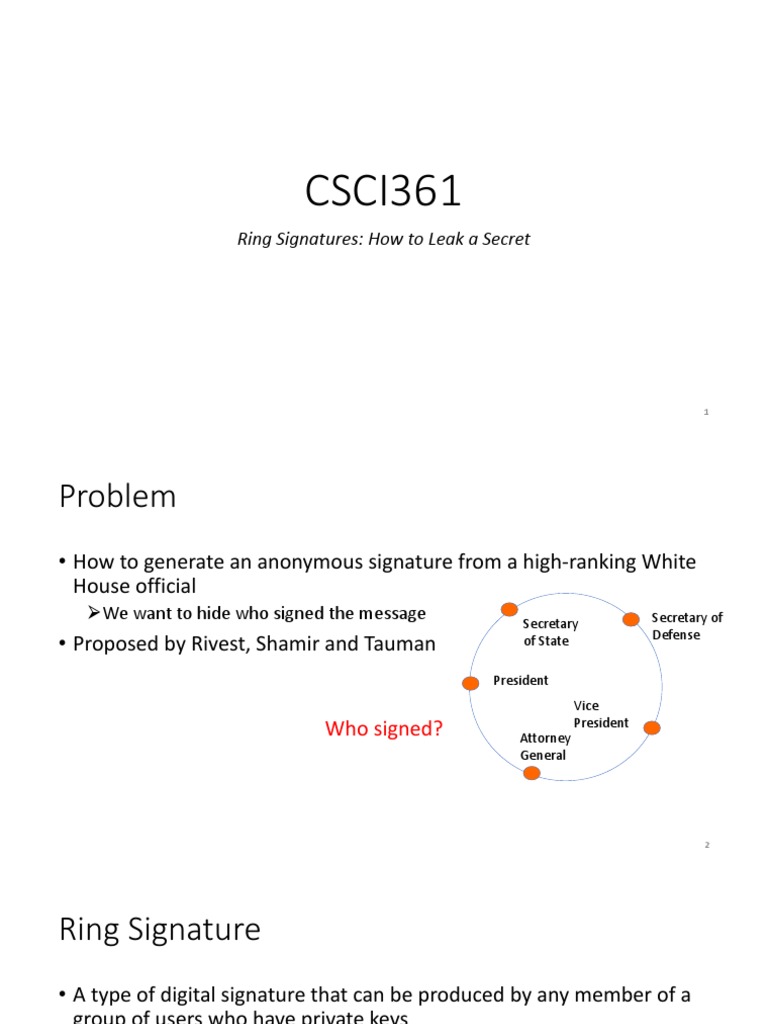 Lecture C Ring Signature PDF | PDF | Key (Cryptography) | Public Key ...