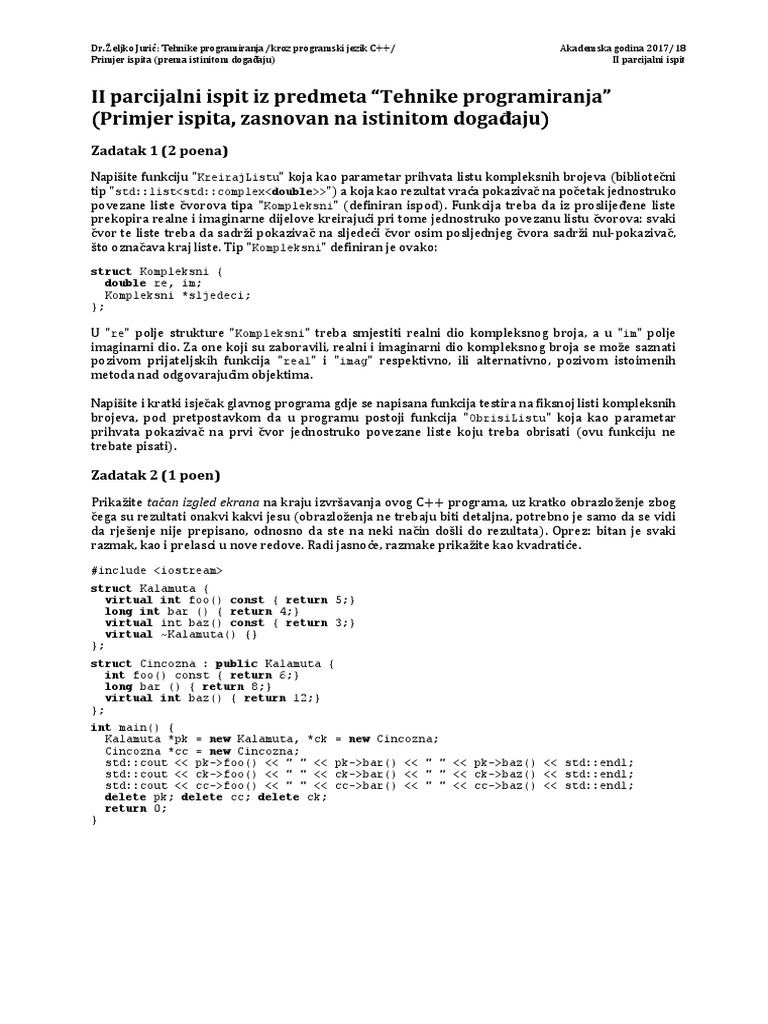 TP 2018 II Parcijalni Ispit - Primjer 1 | PDF