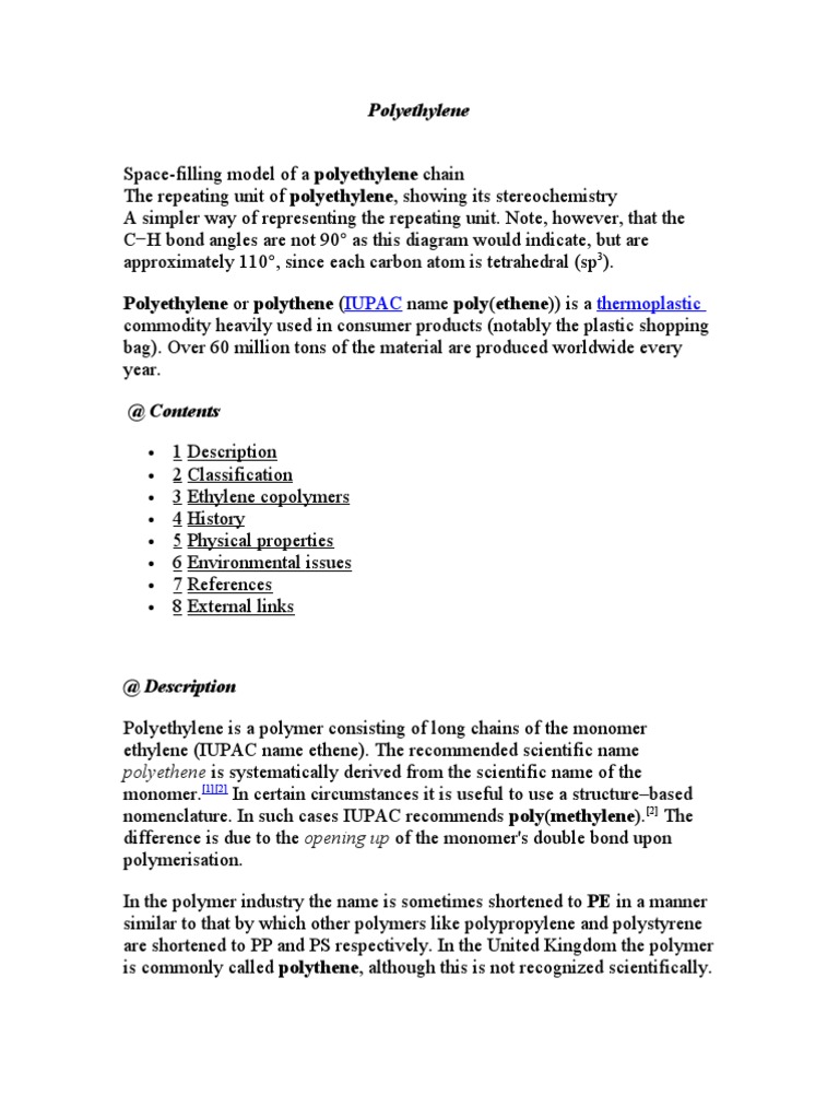 Polythene | Polyethylene | Polymers