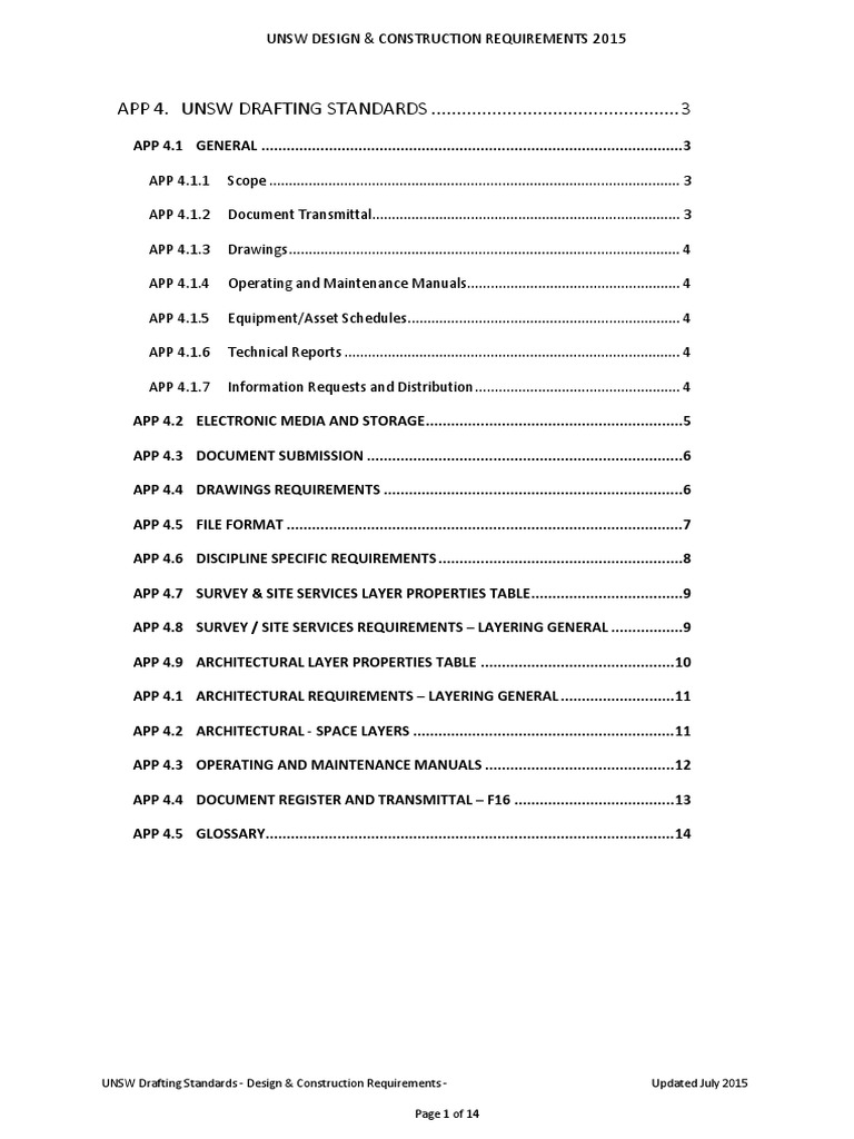 17 - Appendix 4 UNSW Drafting Standards July 2015 | Download Free PDF | Technical Drawing | Auto Cad