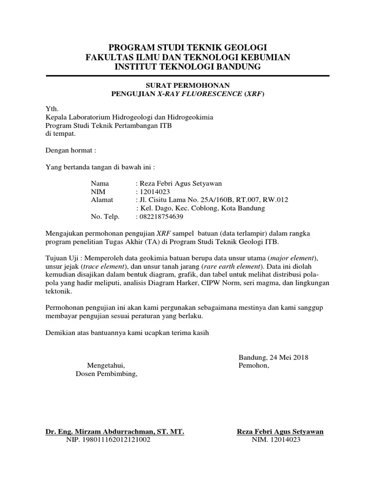 Permohonan Uji XRF Sampel Batuan | PDF