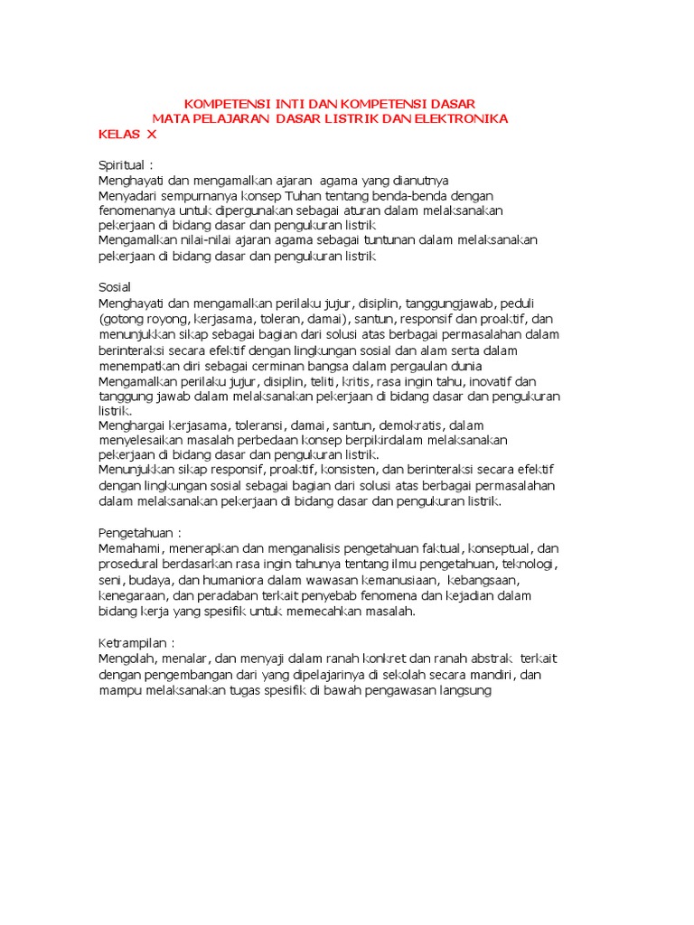 KI-KD DLE Kelas X | PDF