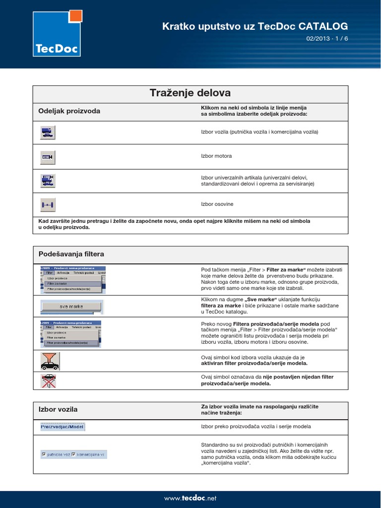 TecDoc Uputstvo | PDF