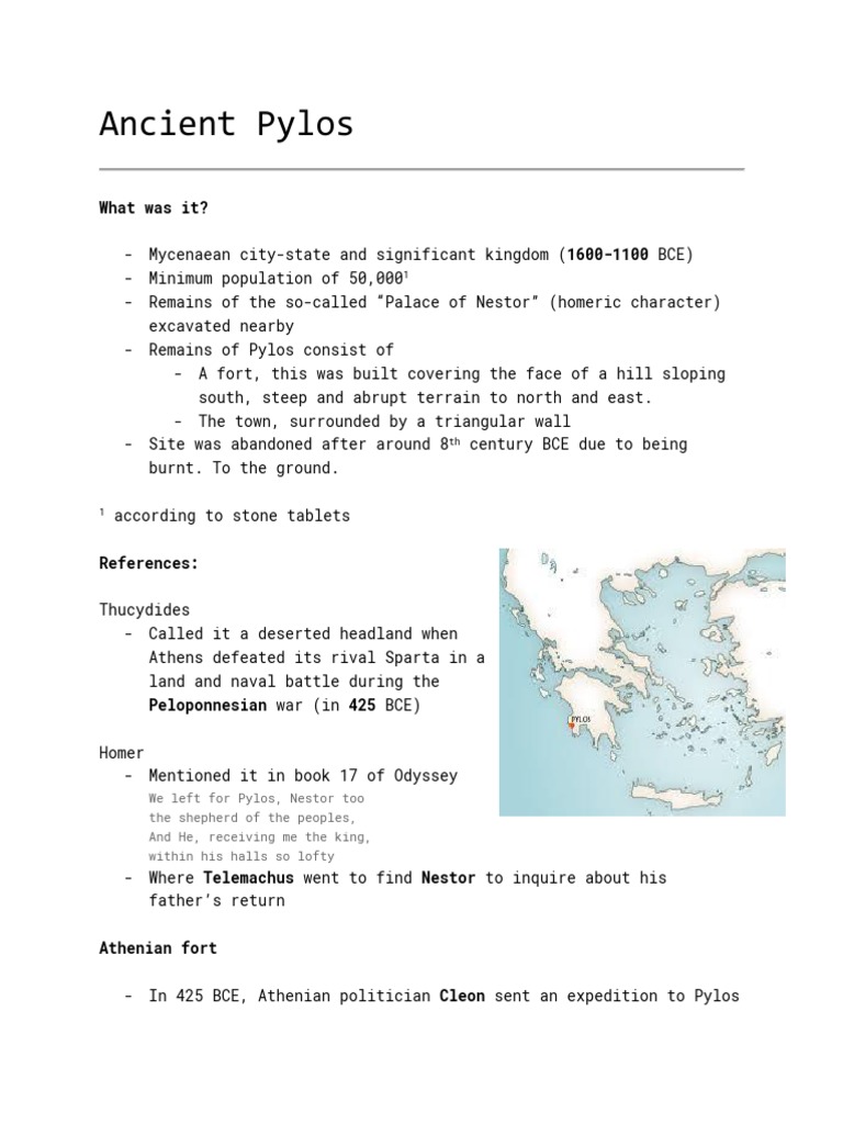 Ancient Pylos: A Mycenaean Legacy | PDF