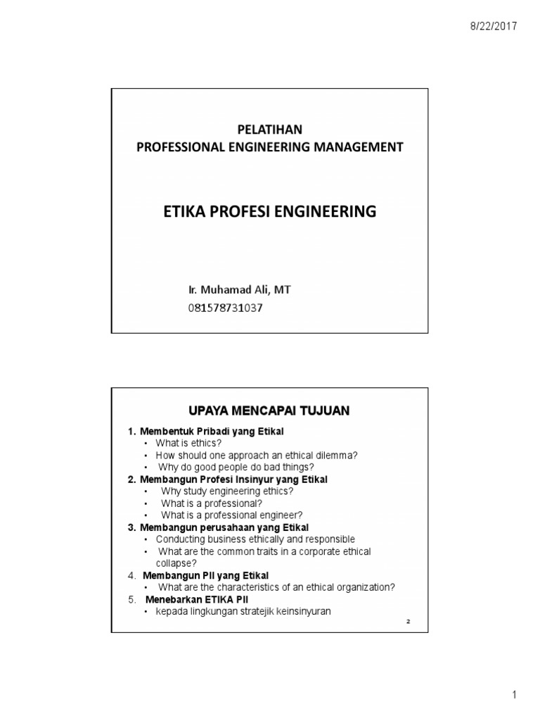 Etika Profesi Engineering dan Manajemen | PDF