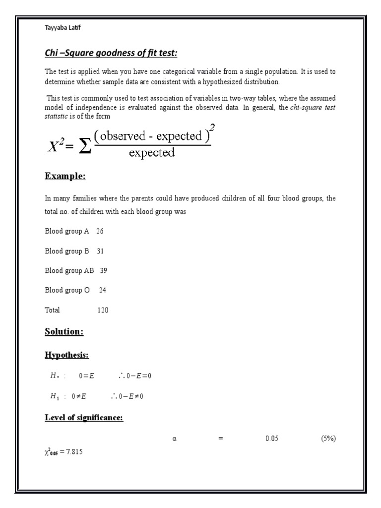 Chi-Square Goodness of Fit Test and Its Applications | PDF | Chi ...