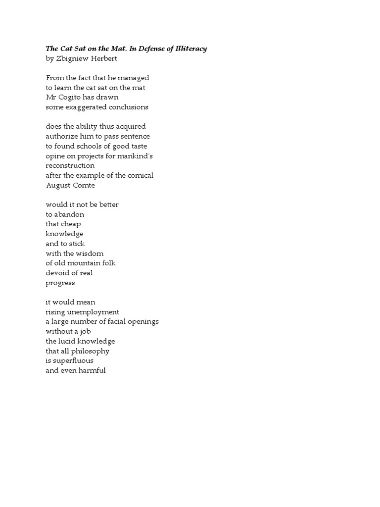 The Cat Sat On The Mat | PDF