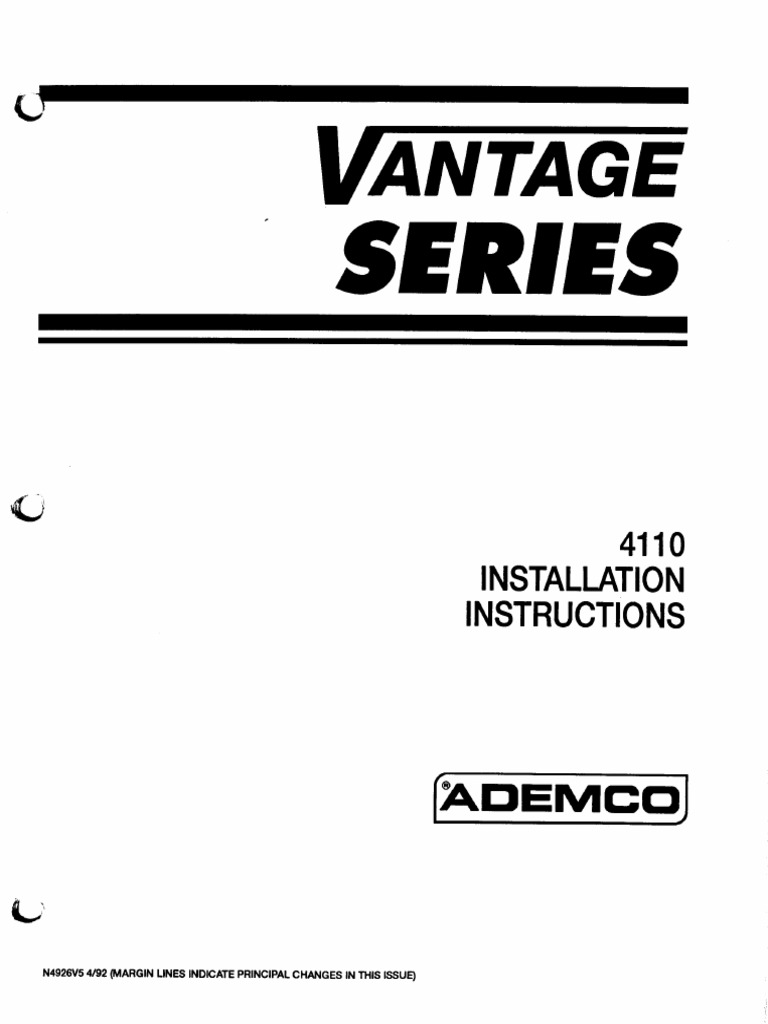 Ademco Vantage 4110 Installation Manual PDF | PDF