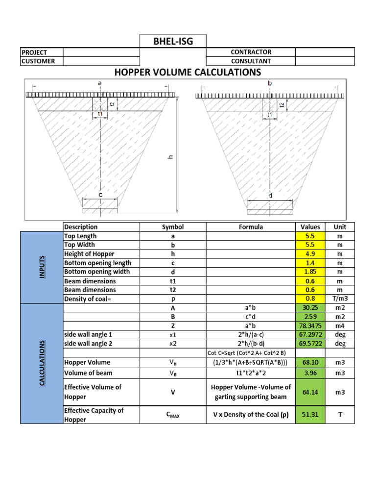 Hopper Volume Calculation Guide | PDF | Quantity | Physical Sciences