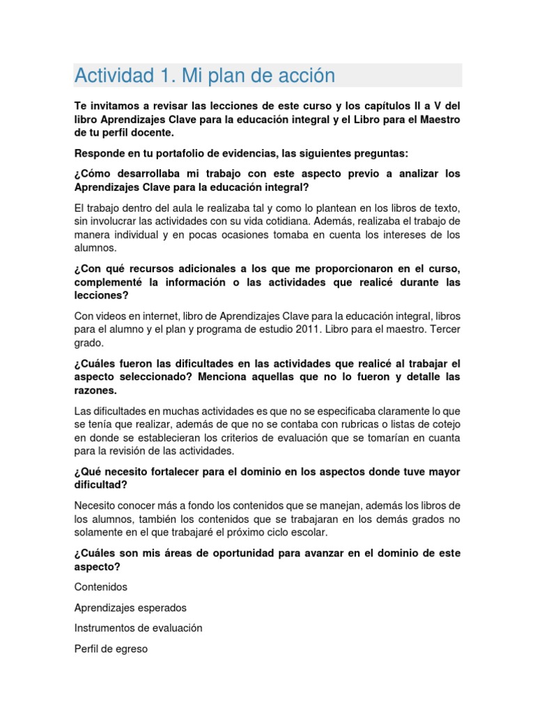 Actividad 1. Mi Plan de Acción | PDF