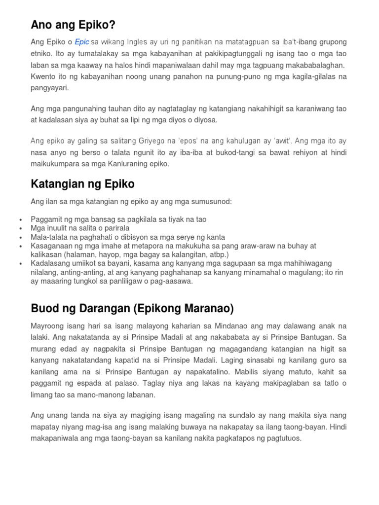 Ano Ang Epiko | PDF
