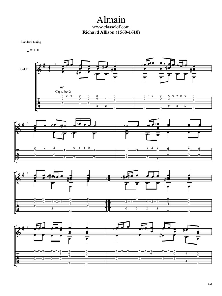 Almain in A Minor: A Renaissance Dance by Richard Allison | PDF ...