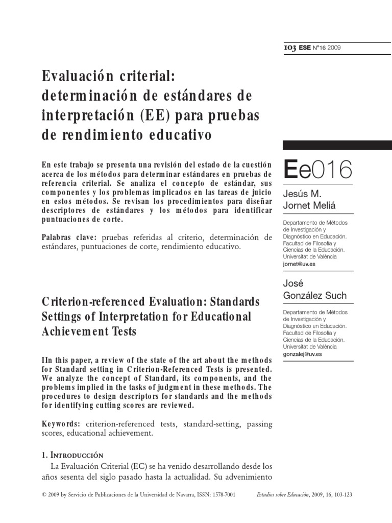 Evaluacion Criterial | PDF | Evaluación | Empirismo