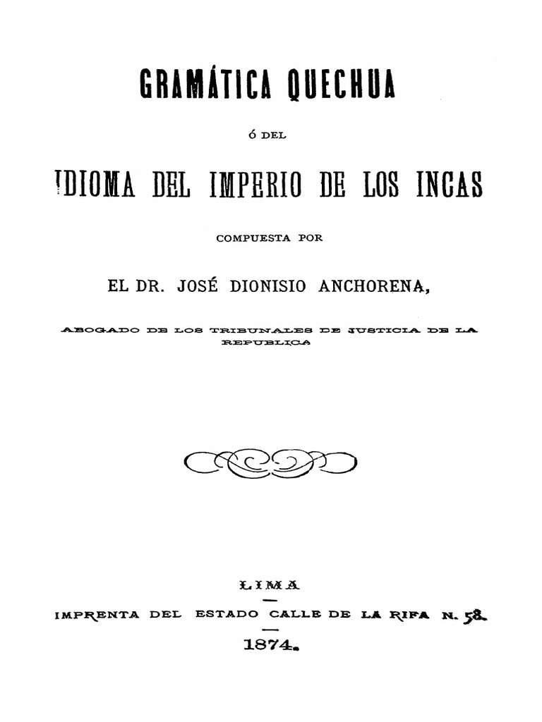 Gramatica Quechua o Del Idioma Del Imperio de Los Incas | PDF