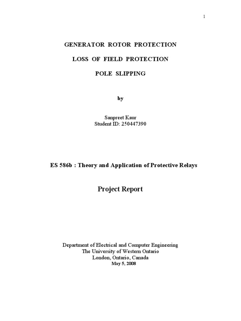 Generator Rotor Protection | PDF | Electric Generator | Relay