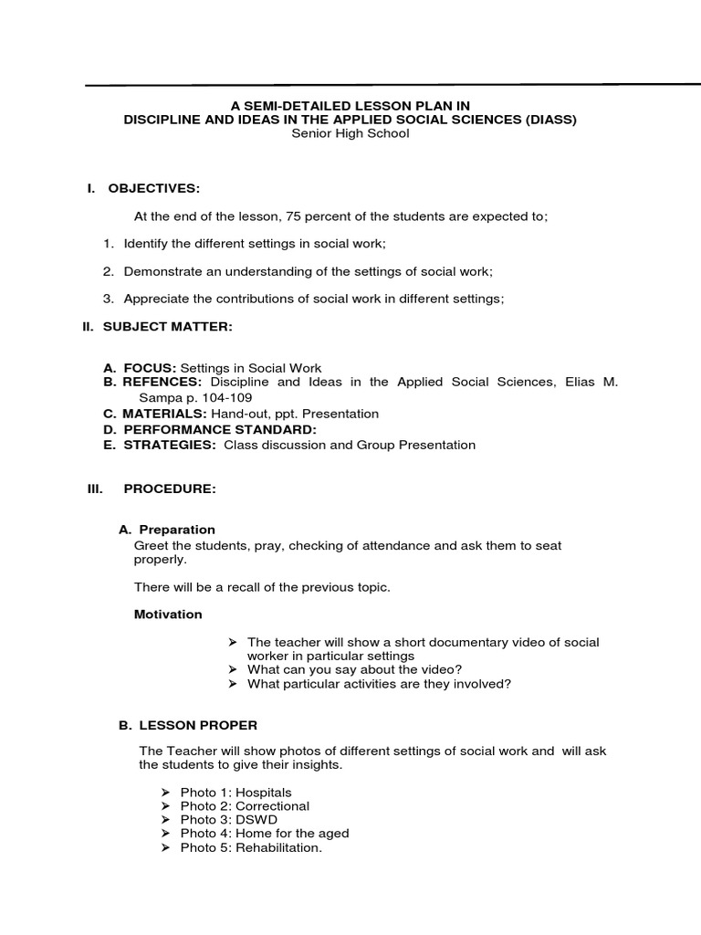 diass lp | Social Work | Teachers