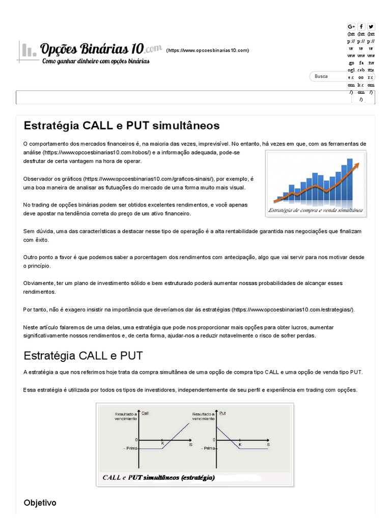 Estratégia CALL e PUT Simultâneos - Opcoes Binarias 10 | PDF | Opção ...