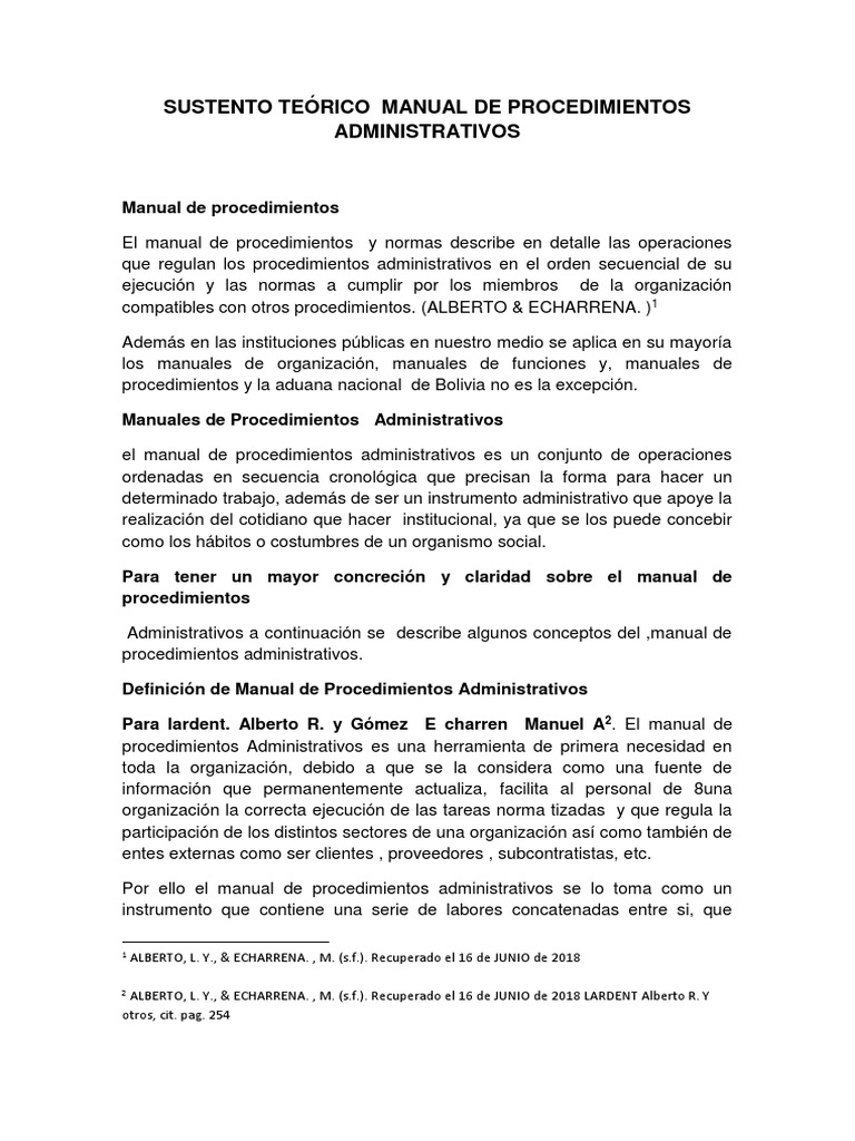 Sustento Teórico Manual de Procedimientos Administrativos | PDF | Información