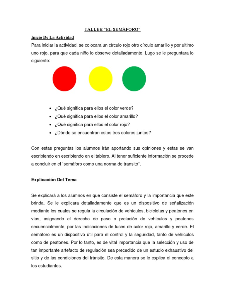 Guía didáctica para enseñar sobre semáforos y señales de tránsito a ...